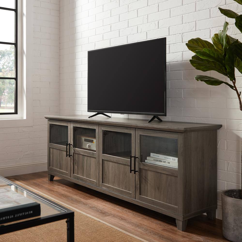 Reviews for Welwick Designs 70 in. Slate Gray Composite TV Stand Fits ...