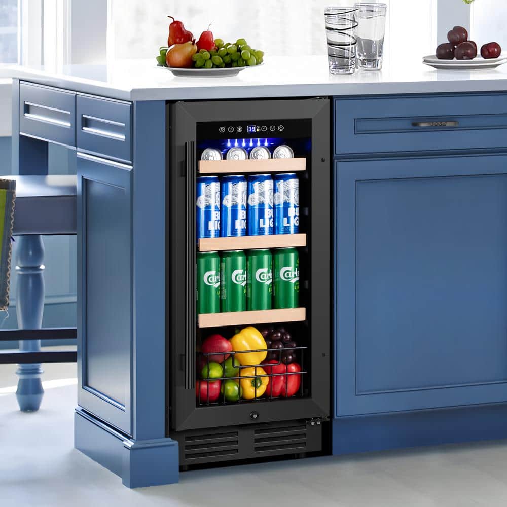 Nipus 15 in. 145-Cans Single Zone Beverage Fridge with Interior Blue ...