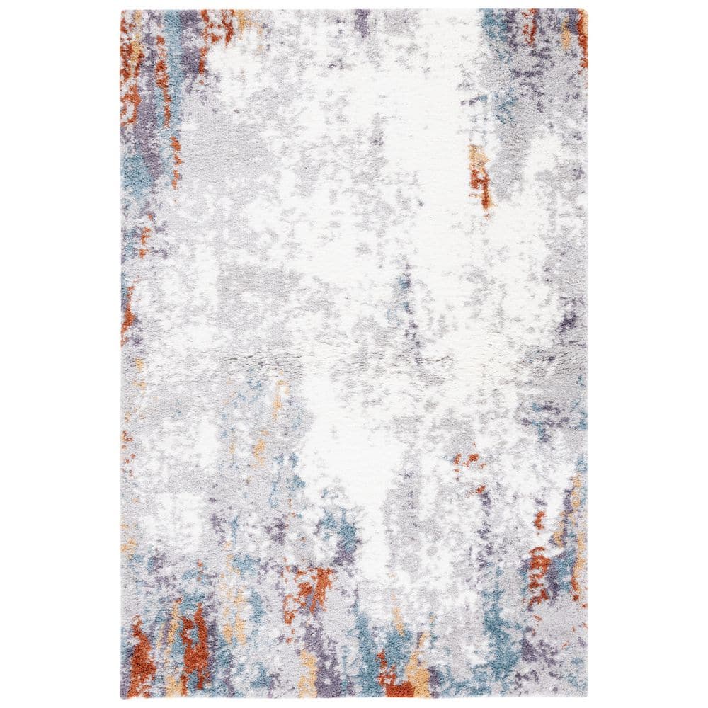 SAFAVIEH Berber Shag Blue Rust/Ivory 5 ft. x 8 ft. Distressed Area Rug ...