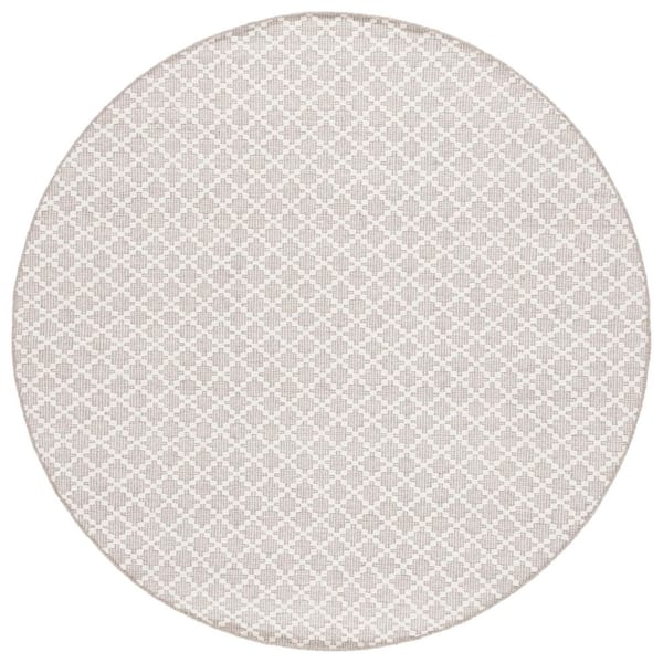 SAFAVIEH Vermont 6 ft. x 6 ft. Gray/Ivory Modern Diamond Round Area Rug ...