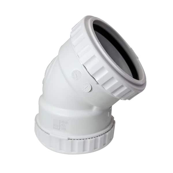 PPI 4 in. Glueless Soundproof DWV Elbow 45-Degree Push-Tighten ...