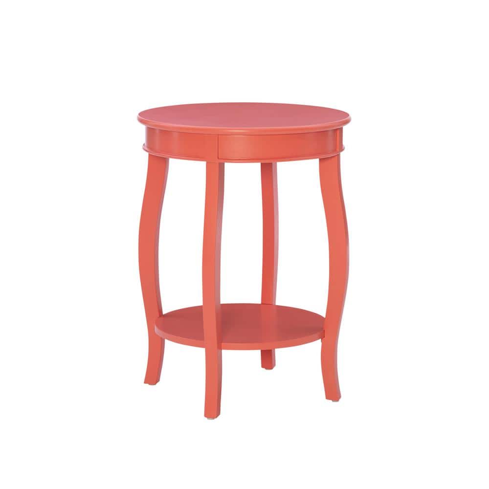 Linon Home Decor Justine 18 in. Coral Round Wood Side End Table with ...