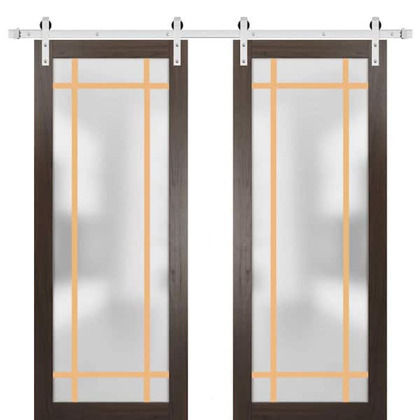 Sartodoors Assemble Required 18 in. x 96 in. 2-Panel Frosted Glass ...