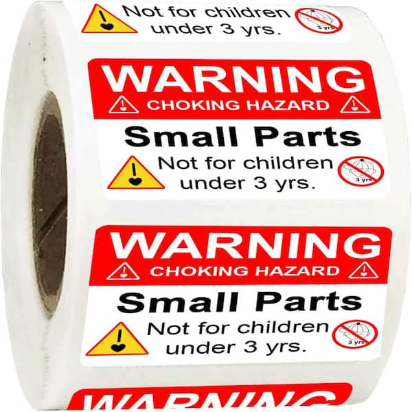 Choking Warning Hazard Labels 1 x 2 in. Red Small Parts Suffocation ...