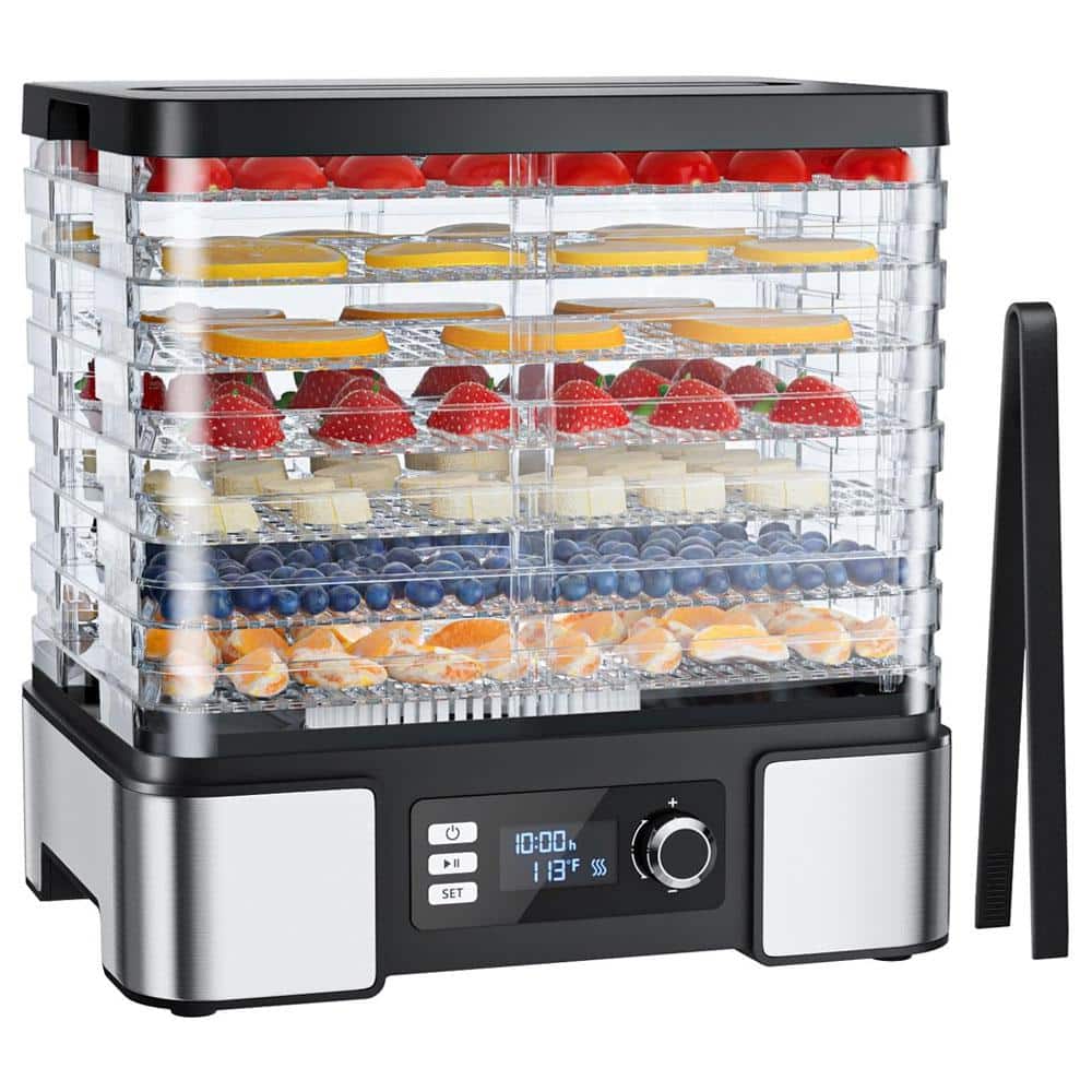 Anqtovp 7-Tray Black Stainless Steel Food Dehydrator Machine with ...