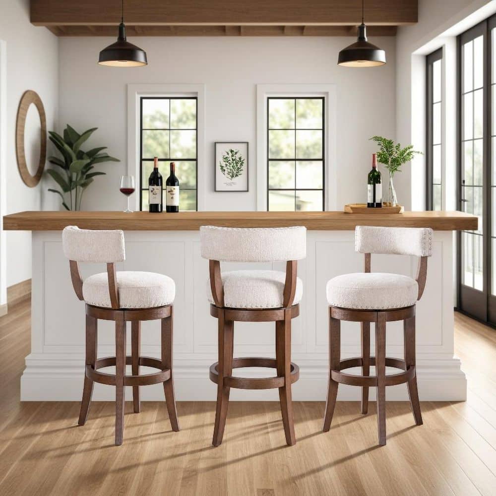 Armen Living Mystic 30 in. Ancient Stone/Brown Oak Low Back Rubberwood ...