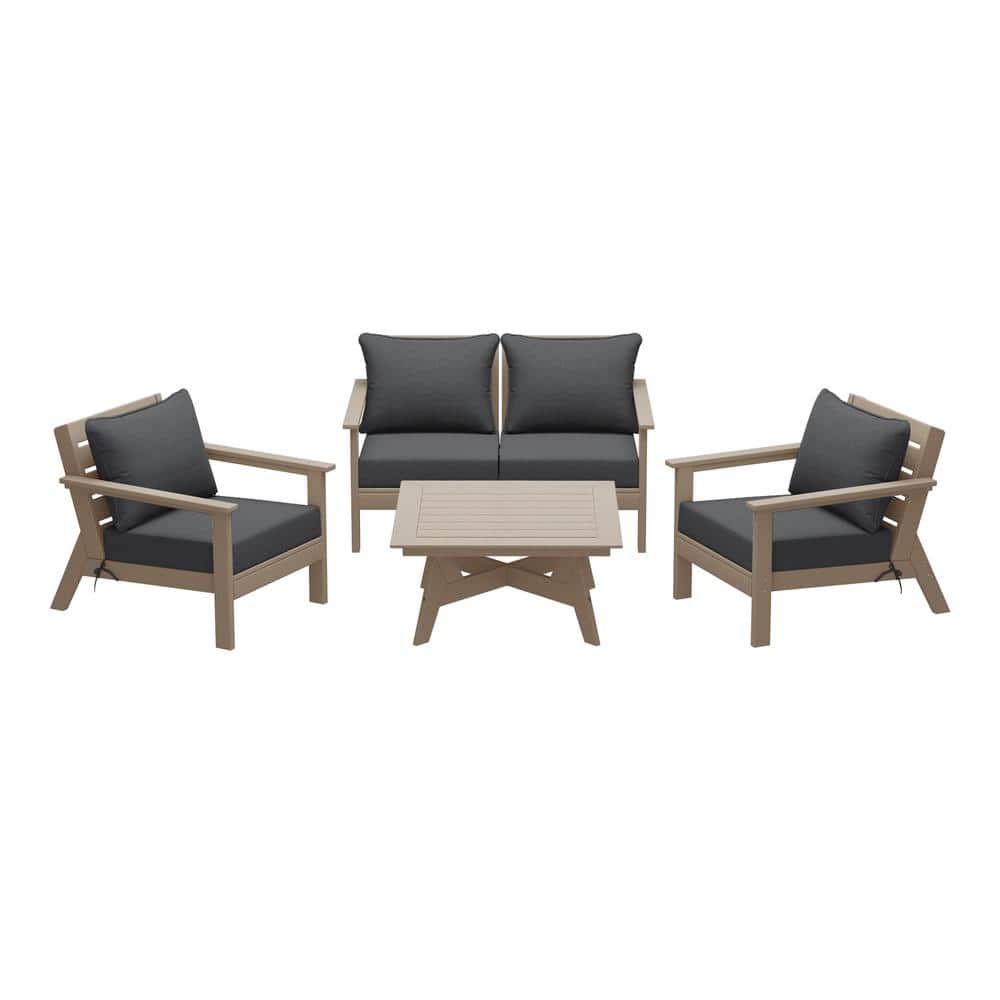 WESTIN OUTDOOR Birchwood Weathered Wood Arrangeable 5-Piece Outdoor ...