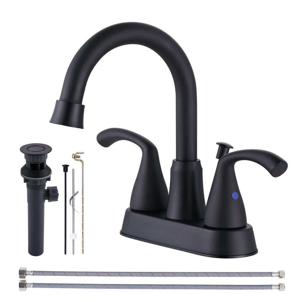 ARCORA 4 in. Center Set Double Handle Mid Arc Bathroom Faucet with ...