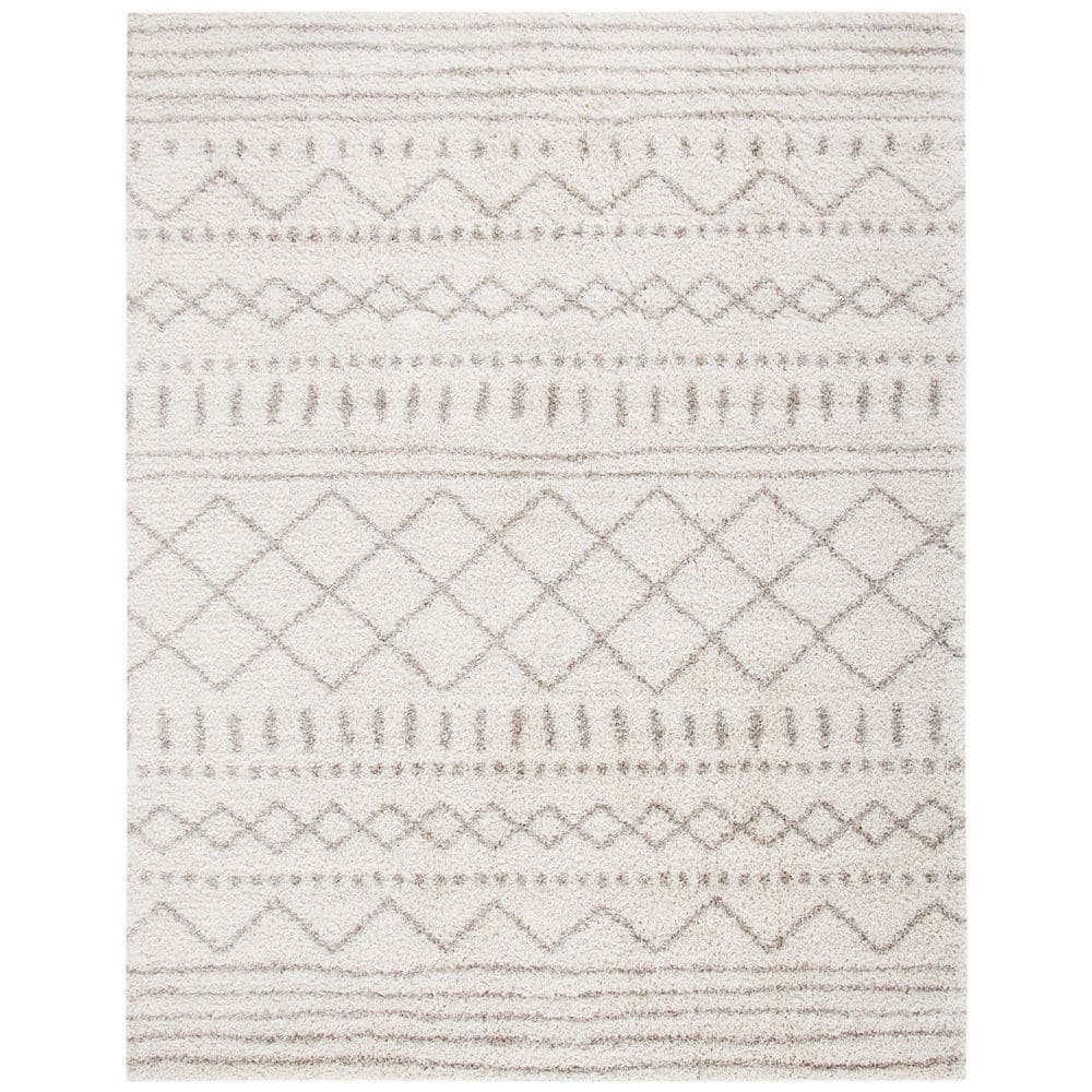 SAFAVIEH Arizona Shag Ivory/Beige 8 ft. x 10 ft. Geometric Lodge Area ...