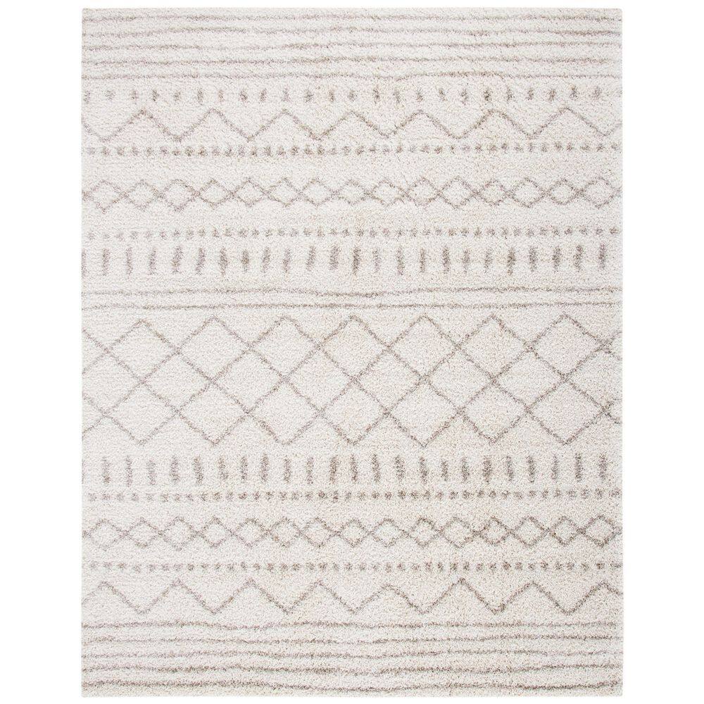 SAFAVIEH Arizona Shag Ivory/Beige 9 ft. x 12 ft. Geometric Lodge Area ...