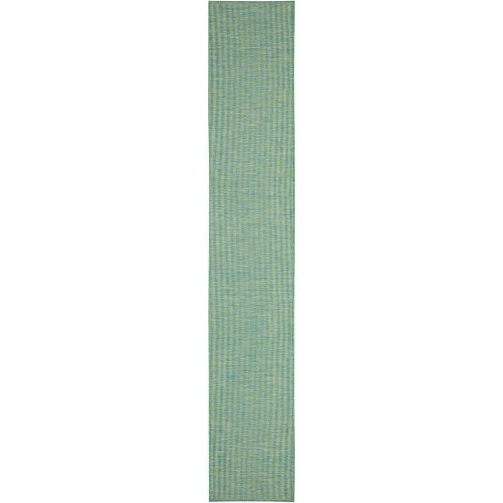 Nourison Positano Blue/Green 2 ft. x 10 ft. Kitchen Runner Solid Modern ...