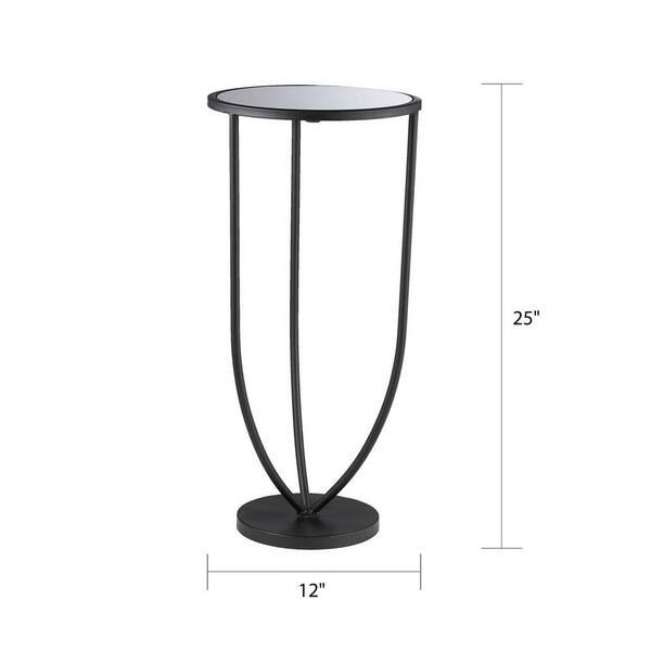 Modern Mirrored 12 in. Black Round Metal End Table-11000 - The Home Depot