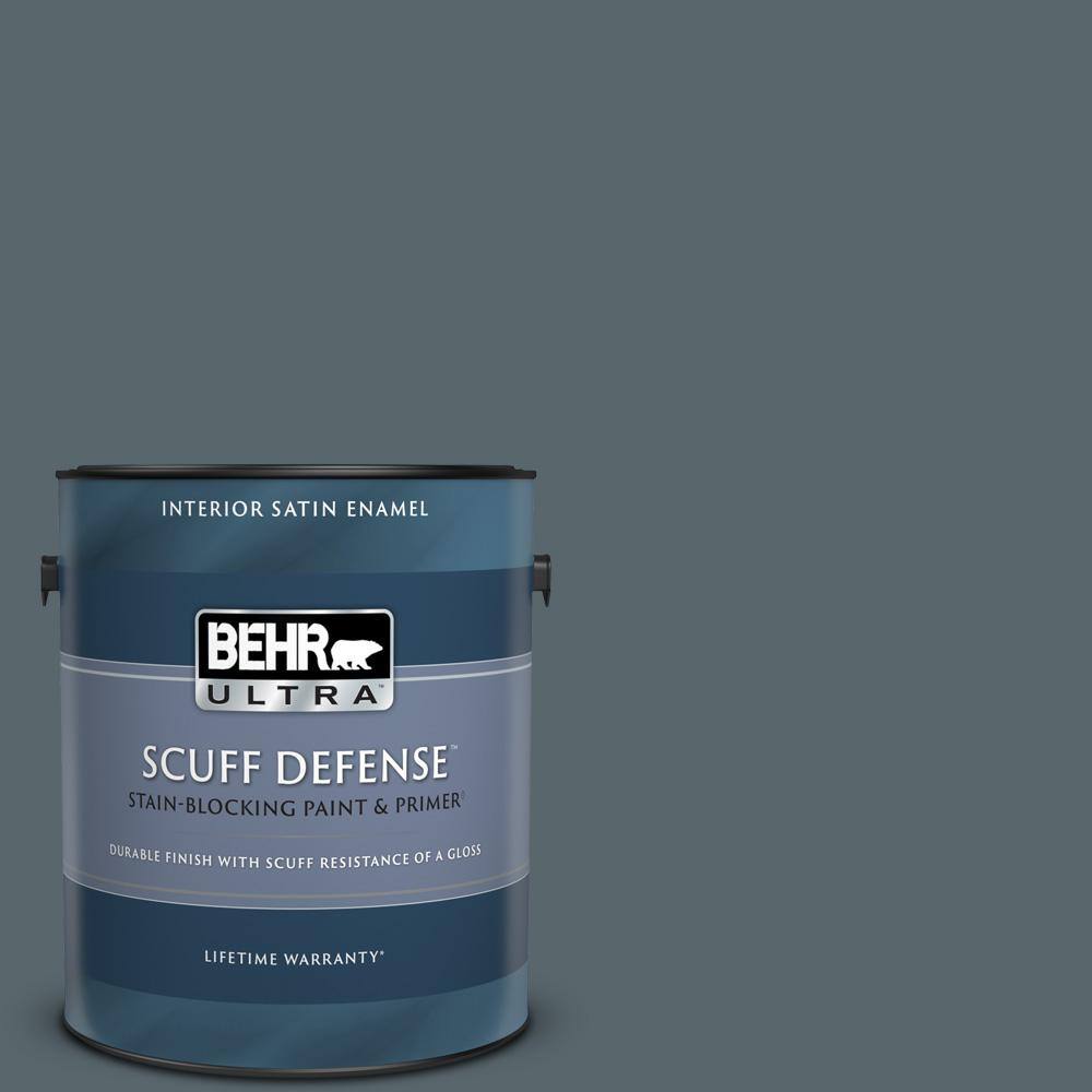 BEHR ULTRA 1 gal. #N470-6 Whale Gray Extra Durable Satin Enamel ...