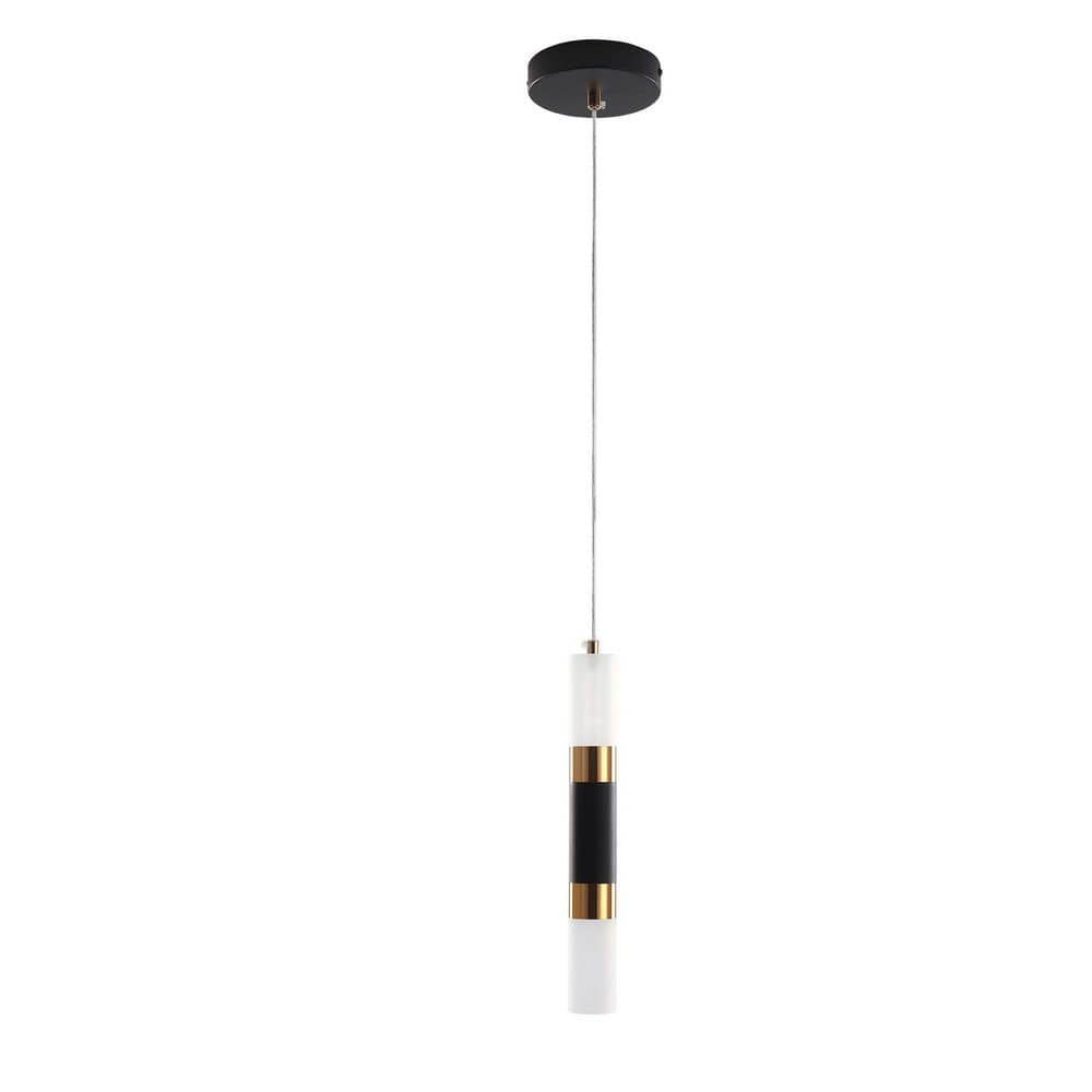 ADSENSTY 7-Watt 1 light Black/Gold 3000K Warm Light LED Pendant Light H5-1-3K-BWG-D77 - The Home ...