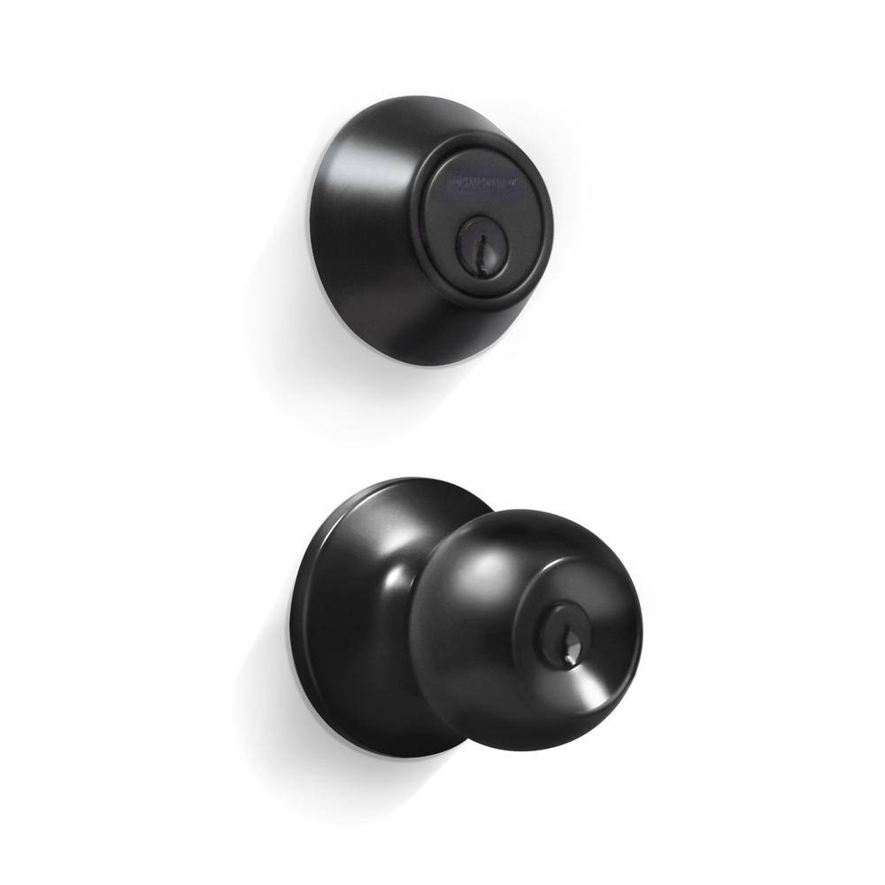 Premier Lock Black Entry Door Knob Combo Lock Set with Deadbolt and ...