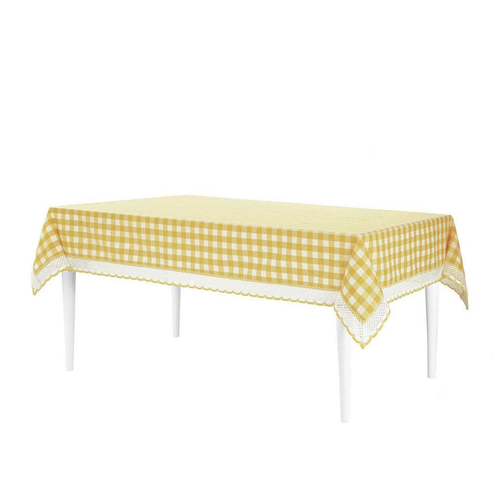 ACHIM Buffalo Check 60 in. W x 84 in. L Yellow Checkered Polyester ...