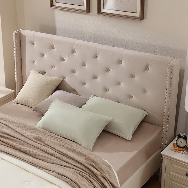 Cream crushed velvet headboard store