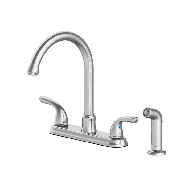 Glacier Bay Builders Double Handle Standard Kitchen Faucet with Side ...