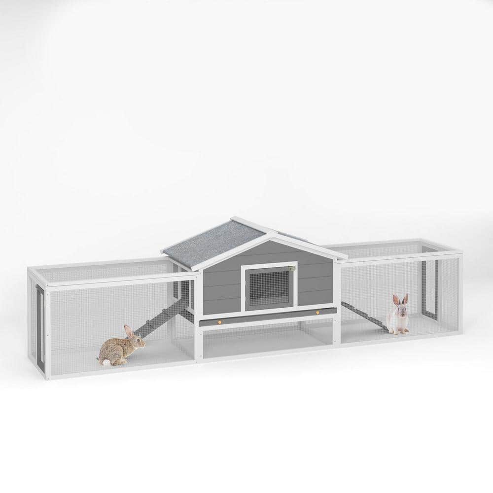 Miscool Avex 2-Story Large Wooden Rabbit Hutch Pet House with Ramps ...