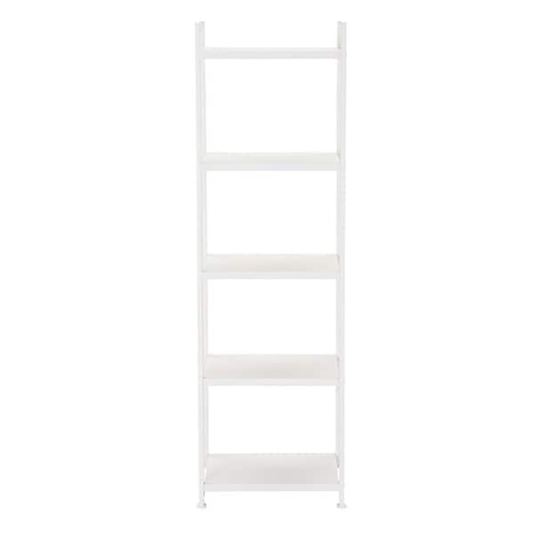 Household Essentials Jamestown Narrow 5 Shelf Open Storage Bookshelf Scandinavian White and White Metal