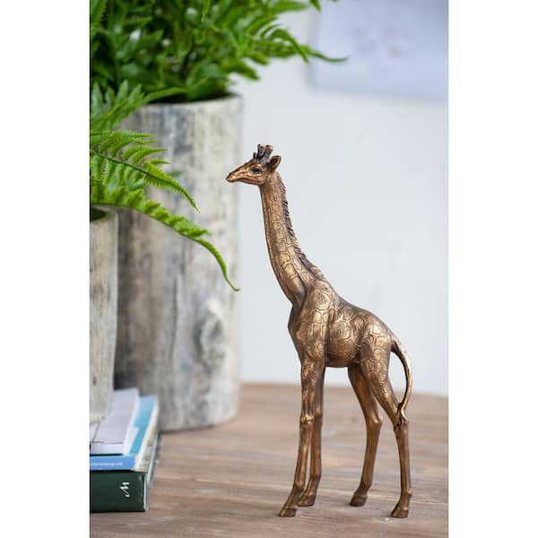 Gold 6 in. x 11 in. Metal Giraffe Statuette, Animal Statue Decor, Ideal ...