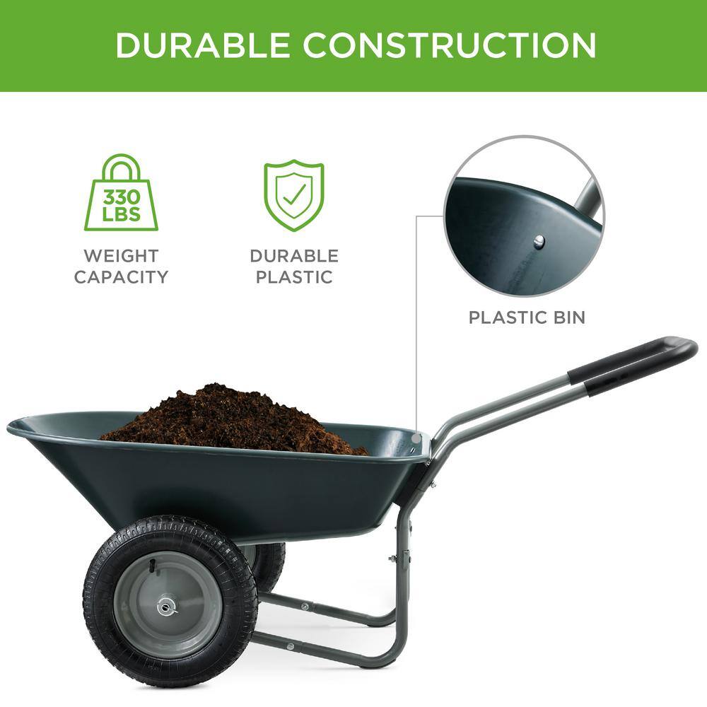 Brandclub - 5 cu. ft. Dark Gray Plastic Wheelbarrow with Padded Handles