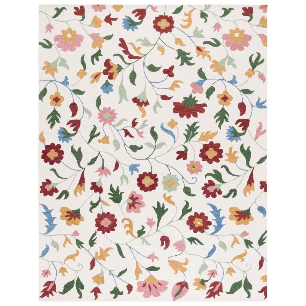 SAFAVIEH Blossom 8 ft. x 10 ft. Ivory/Red Modern Floral Area Rug ...