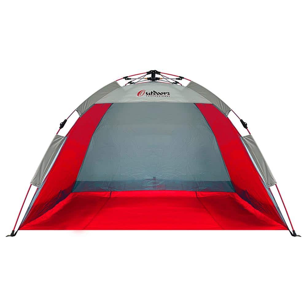 Outdoors PROFESSIONAL Beach Summer Red Automatic Pop-up Sun Shelter ...
