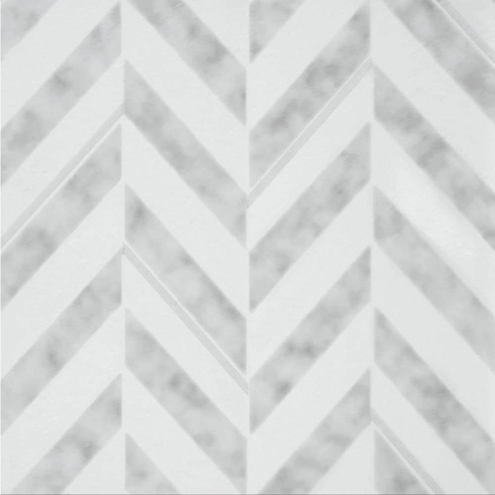 ACHIM Retro 12 in. W x 12 in. L Chevron Silver Water Resistant Peel and ...