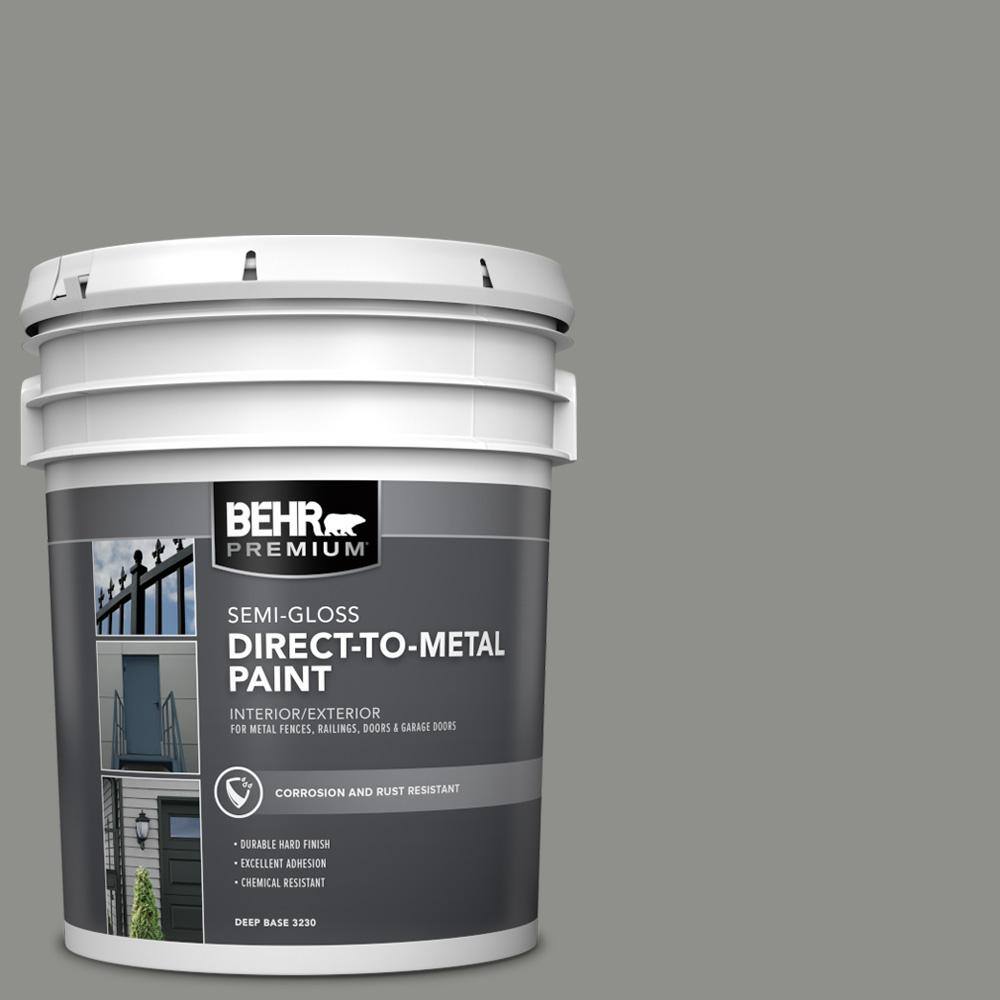 BEHR PREMIUM 5 gal. #PPU24-20 Letter Gray Semi-Gloss Direct to Metal ...