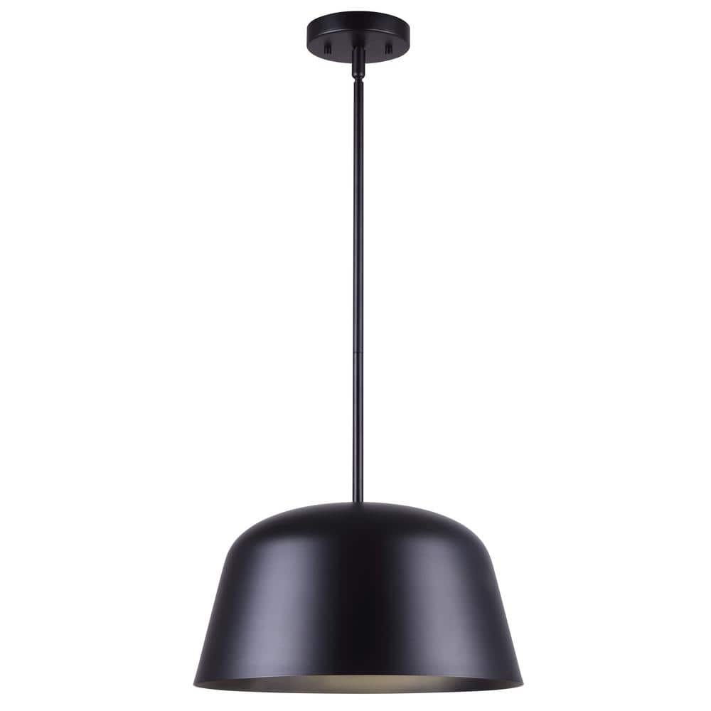 CANARM Kiliam 1-Light Matte Black Pendant Light with Metal Shade ...