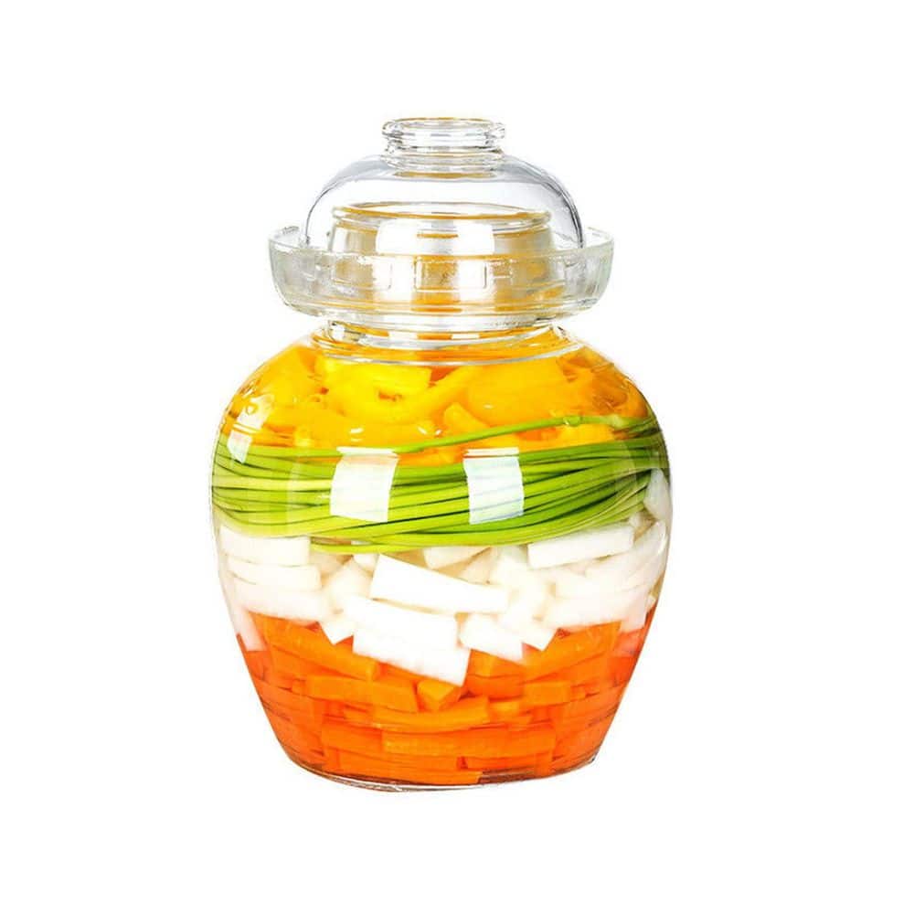 Numhew 1-Piece Food Grade Glass 52 oz. Fermentation Crock Jar with ...