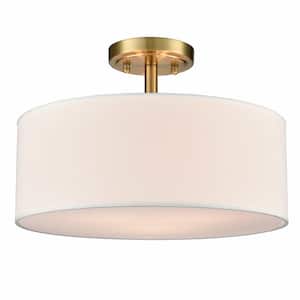 CLAXY 12.83 in. 3-Light Fixture Gold Finish Modern Flush Mount with ...