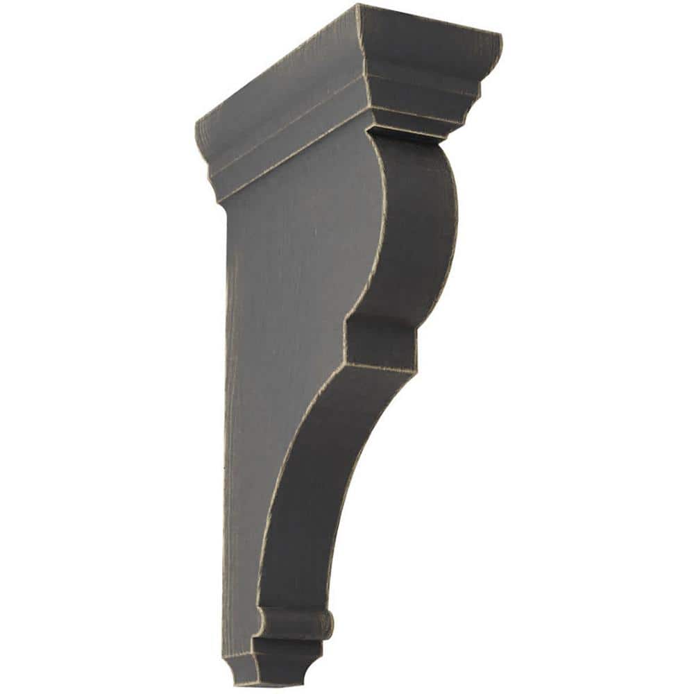 Ekena Millwork 3 in. x 12 in. x 6-1/2 in. Black Large Rojas Wood ...