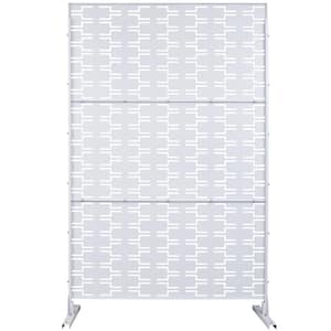 Zeus & Ruta 6.3 ft. H x 4 ft. W White Metal Privacy Screen Freestanding ...