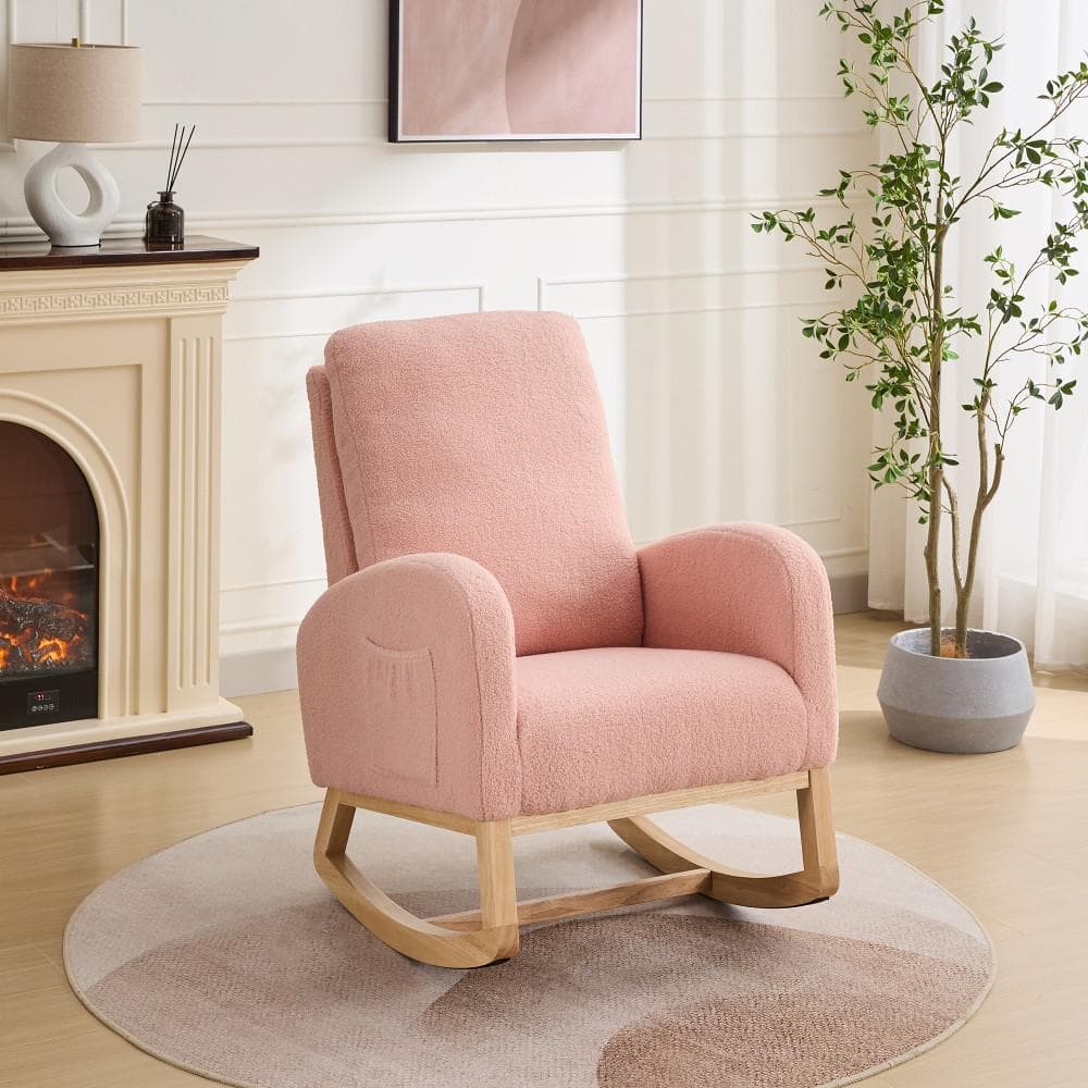 GZMR Comfortable Pink Toweling Fabric Rocking Chair GZWF880162 - The ...