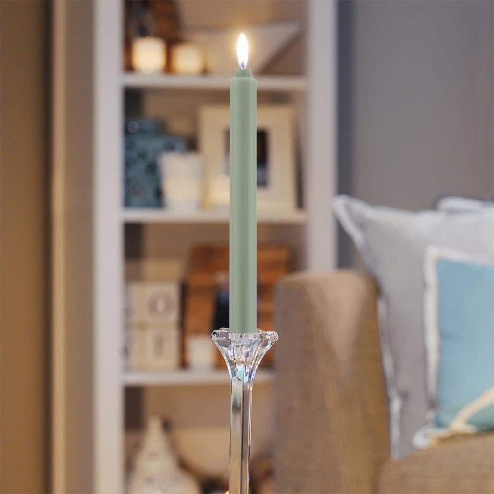 ROOT CANDLES Smooth Arista 9 in. Sage Green Unscented Taper Candle (Set ...
