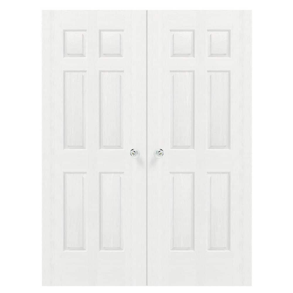 TENONER 60 in. x 80 in. 6-Panel, Composite, MDF White Primed, Hollow ...
