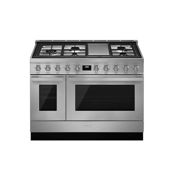smeg Portofino Series 48" Range. Duel Fuel w/Aux Oven. Stainless Steel ...