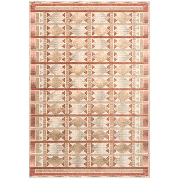 Nourison Nordic Rust 5 ft. x 7 ft. Geometric Contemporary Area Rug ...