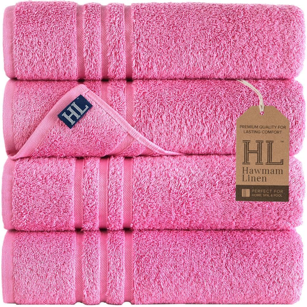Hawmam Linen Pink Bath Towels 4-Pack Soft and Absorbent, Premium ...