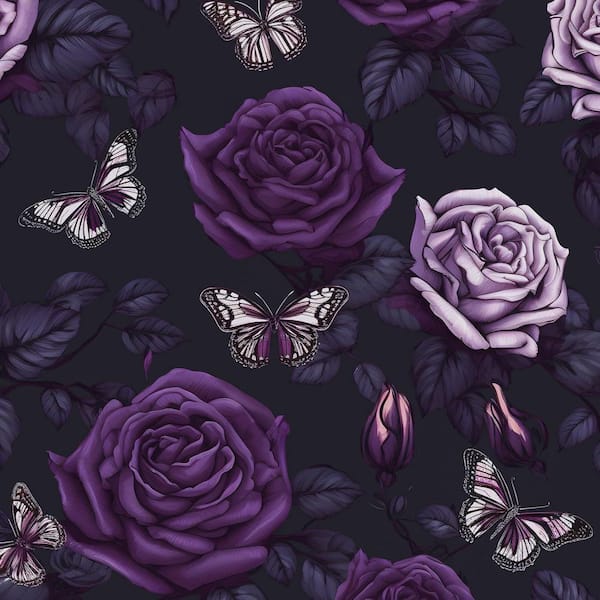 Dark Purple Floral Contact Paper Peel and Stick Wallpaper Roll ...