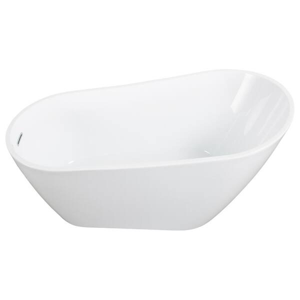 ANGELES HOME 59 in x 30.75 in. Acrylic Flatbottom Freestanding Soaking ...
