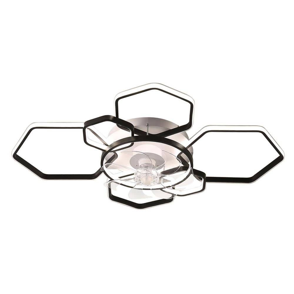 OLUZO 40.5 in. Smart Indoor Low Profile Black Ceiling Fan with Modern ...