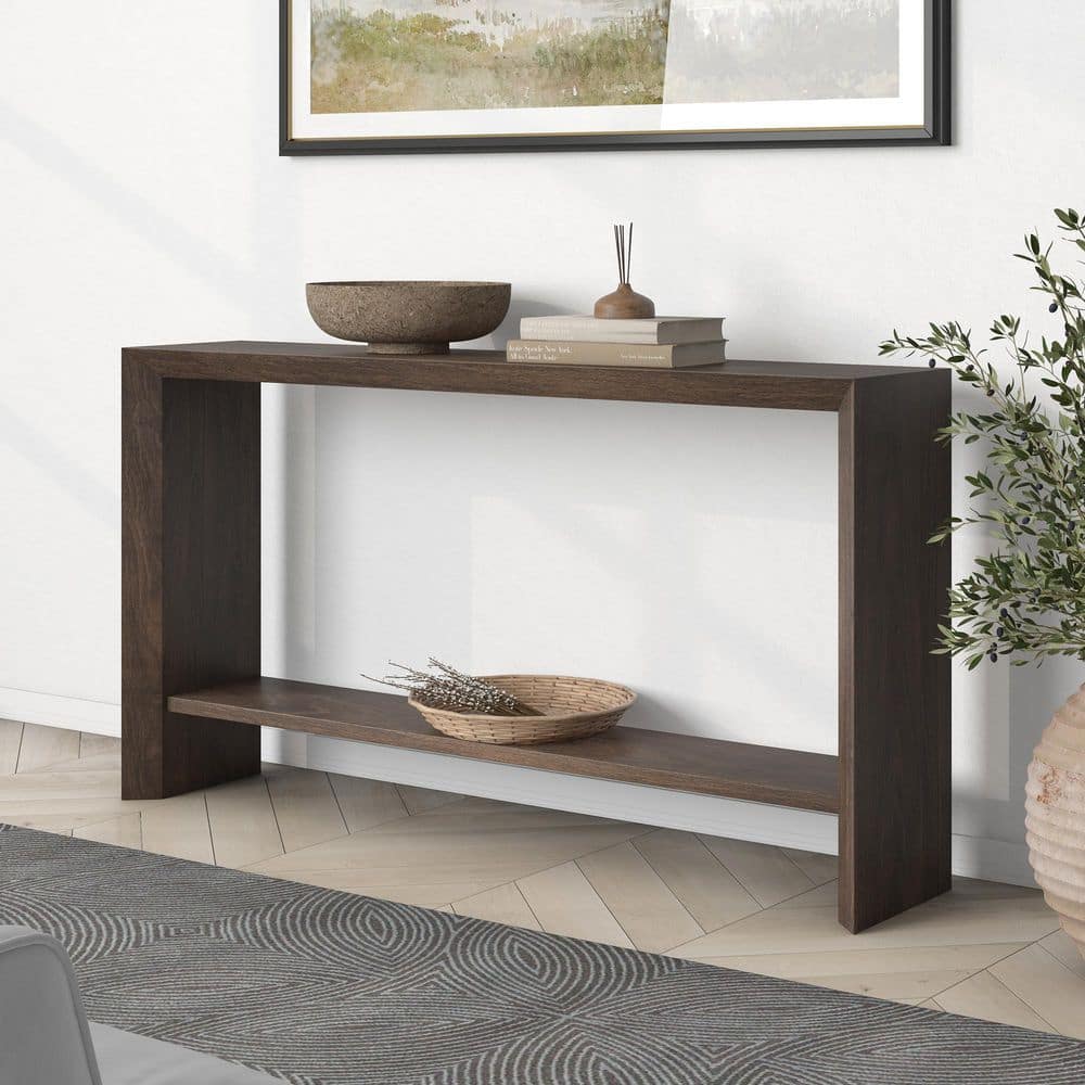 Meyer&Cross Osman 55 in. Alder Brown Rectangle MDF Top Console Table ...