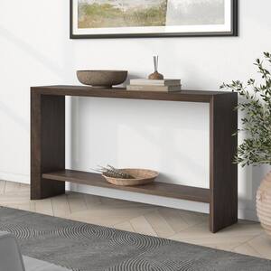 Meyer&Cross Osman 55 in. Antiqued Gray Oak Rectangle MDF Top Console ...