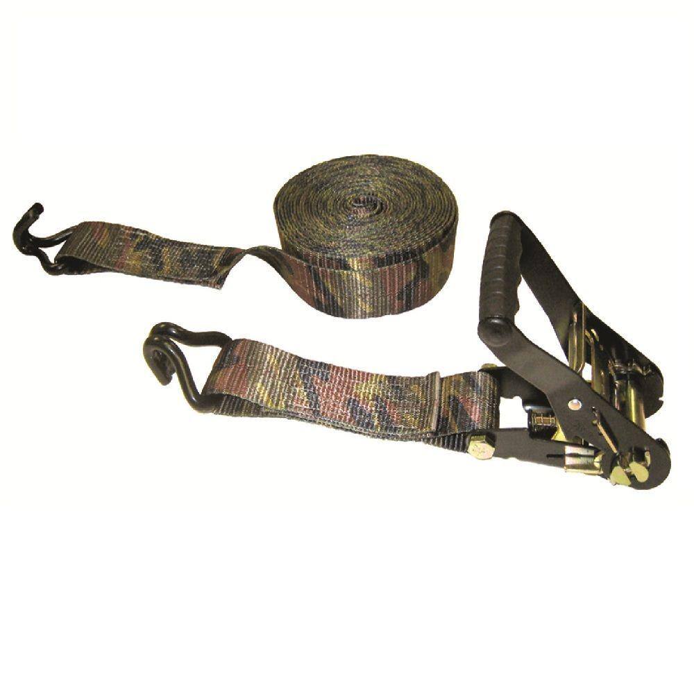Keeper 16 ft. x 2 in. x 10,000 lbs. Padded Camo Ratchet with Double J ...