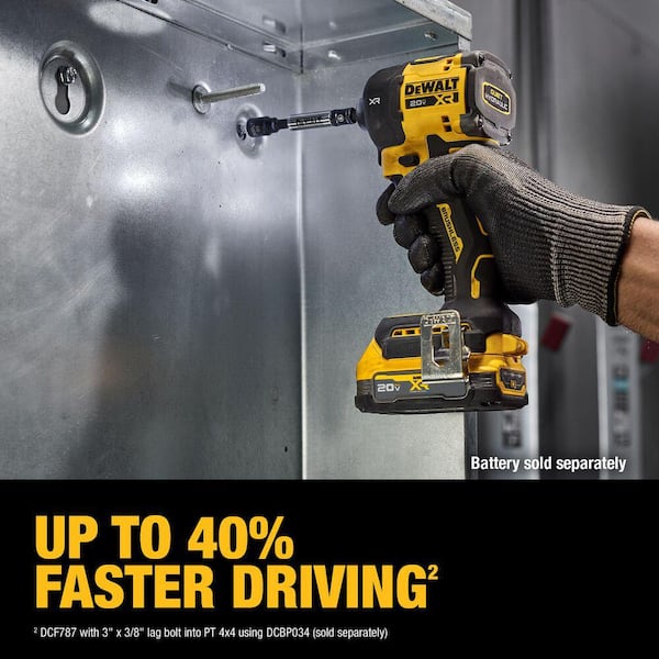 DEWALT 20V MAX XR Brushless Cordless 1 4 in. Quiet Hydraulic Impact Driver Tool Only DCF870B The Home Depot