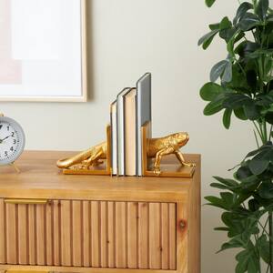 Litton Lane Gold Crystal Pyramid Shaped Geometric Bookends (Set of 2 ...