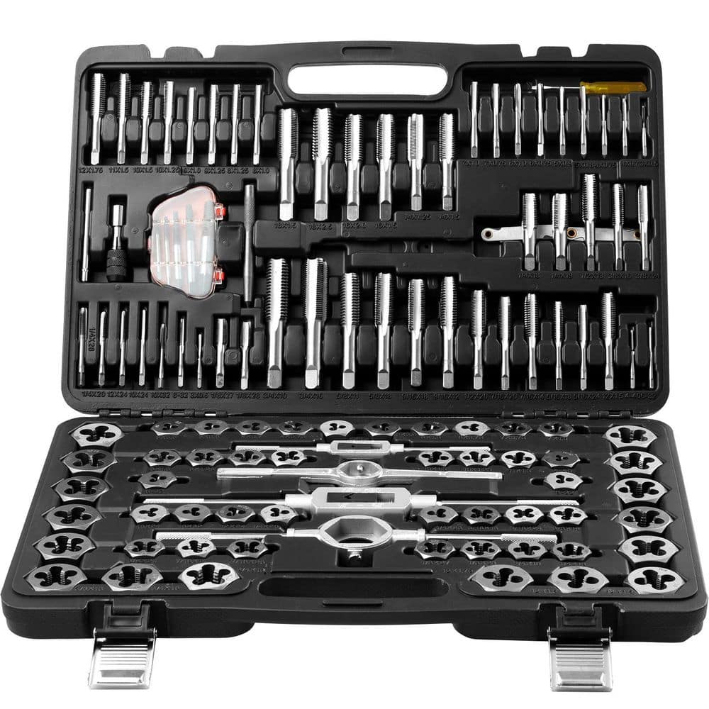 SKYSHALO Tap and Die Set, Bearing Steel Taps and Dies, Essential Threading Tool Include Metric ...